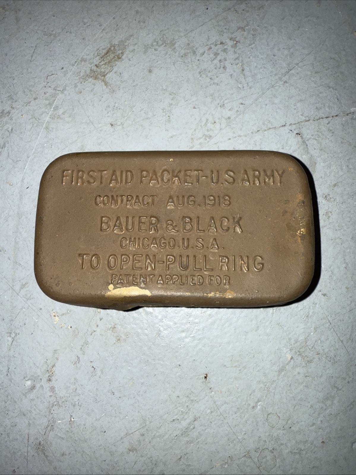 WWI U.S. Army First Aid Packet – Bauer & Black 1916 Contract Tin ...