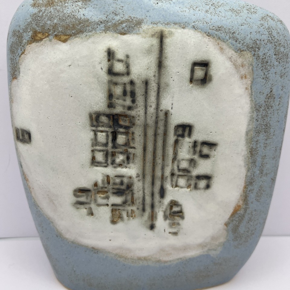 Studio Pottery Flask Vase Stone Ware H Pottery Makers Mark on Bottom ...