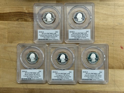 2018-S 25c ATB Quarter Silver Proof 5PC Set PCGS PR70 SIGNED BY THOMAS ...