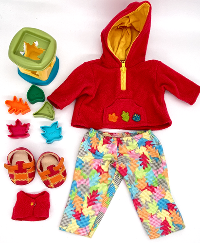 American Girl FALL LEAF Set Jacket Pants Shoes Bear Vest Leaf Shape ...