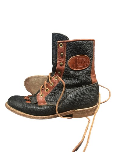 VTG Justin L0537 Lacer Roper Kiltie Brown/Black Bullhide Leather Boots ...