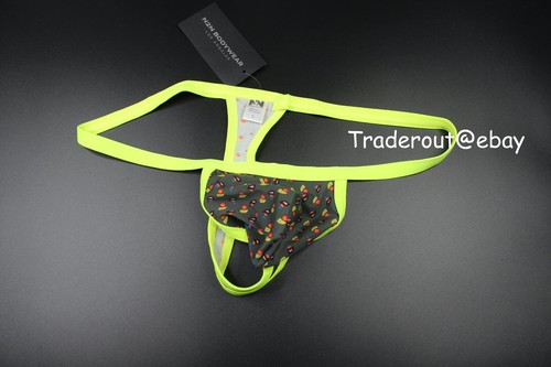 N2N Bodywear Men Olive green Neon sexy ass swim G-string Thong swimwear ...