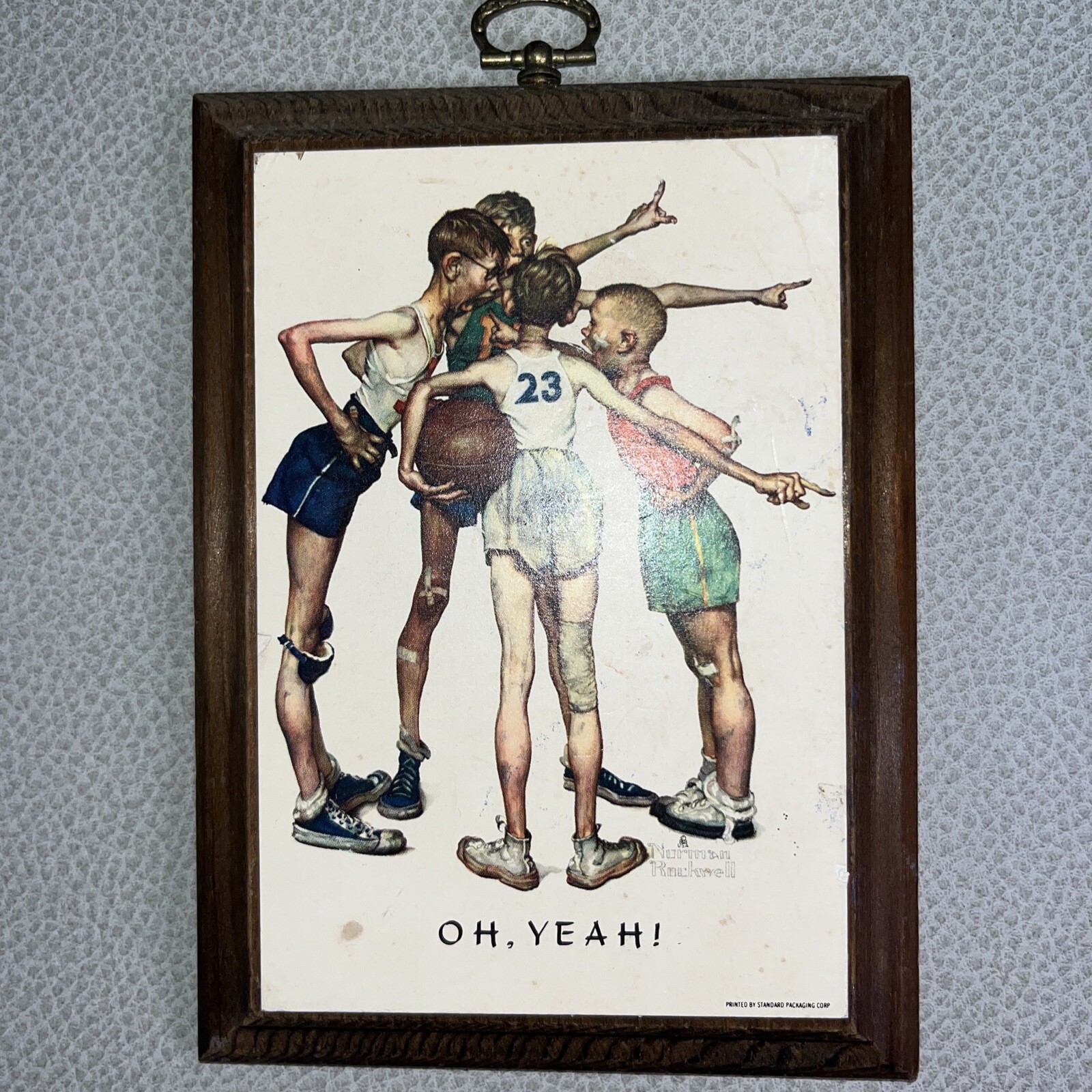 Norman Rockwell Basketball Players ( Oh Yeah ! ) Wall Hanging Plaque ...