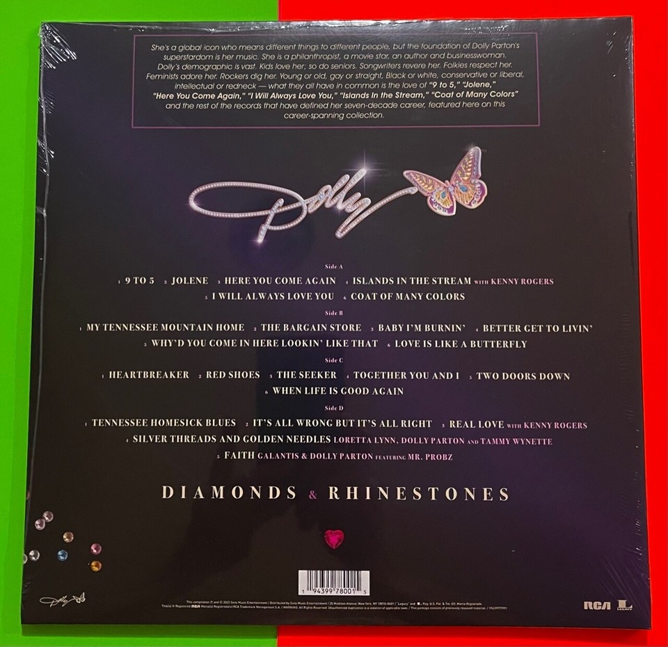 DOLLY PARTON DIAMONDS & RHINESTONES SEALED PINK VINYL 2 DOUBLE LP ...