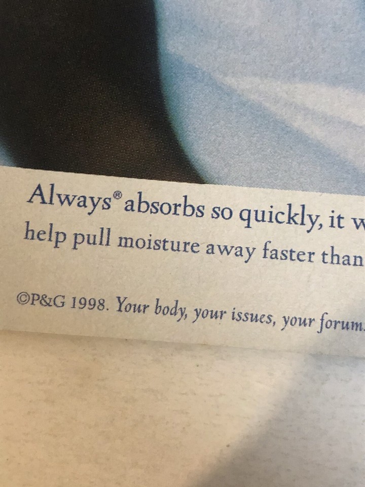 1998 Always Ultra Pads Vintage Print Ad Advertisement pa15 | eBay