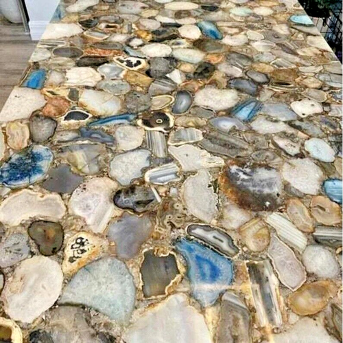 Agate Coffee Table Handmade Semi Precious Multi Geode Stone Restaurant ...