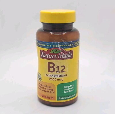 Nature Made B-12 Extra Strength 2500mcg | 60 Tablet Supports Brain ...