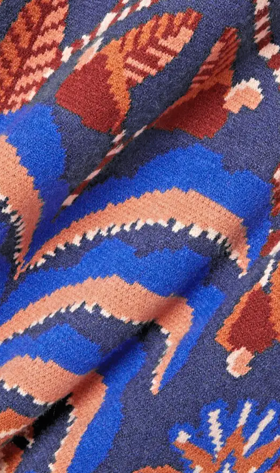 Farm rio fringed jacquard-knit midi skirt nature blue medium | eBay