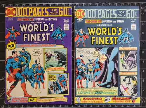 WORLD'S FINEST COMICS #224 & 228 (100 PG) Cardy Batman Metamorpho Lot ...
