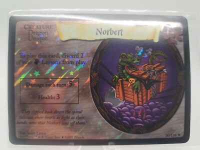 Harry Potter Trading Card Game 2001 Norbert Rare Holo Foil Dragon 30/ ...