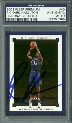 Wizards Richard Hamilton Signed Card 2002 Fleer Premium #40 PSA/DNA ...