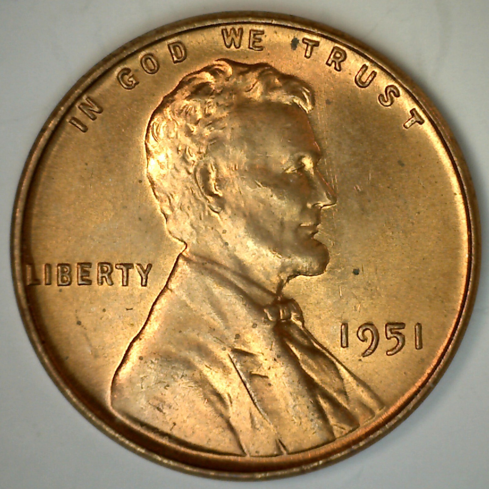 1951 Uncirculated Lincoln Wheat Cent Coin Nice Red Penny Philadelphia ...