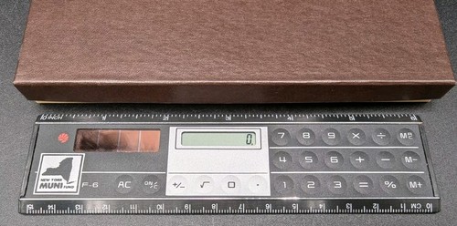 Vintage 80s Solar Powered Calculator Ruler F-6, Taiwan, Boxed W Sheath ...