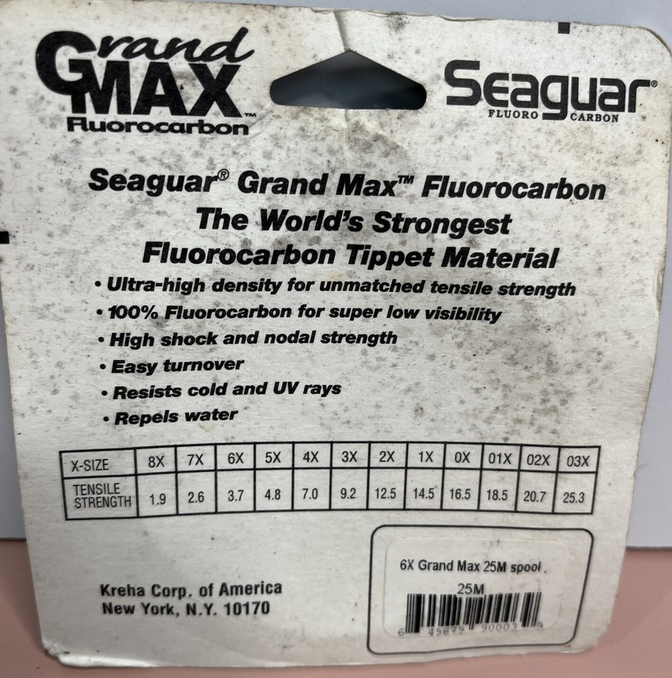 seaguar grand max fluorocarbon tippet 25yds 6x 3.7 lb New. Distressed ...
