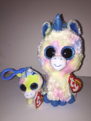 TY BLITZ UNICORN SET OF 2 (6"BEANIE & KEY CLIP) BEANIE BOOS-NEW,MINT ...
