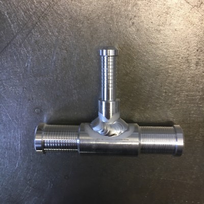 20mm x 80mm x 10mm Aluminium T Piece Pipe Connector 3 Way Joiner Barbed ...