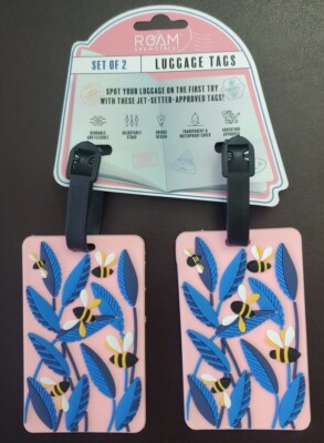 Roam & Repeat 2 pc Luggage Tags w/ID Window Bee New | eBay