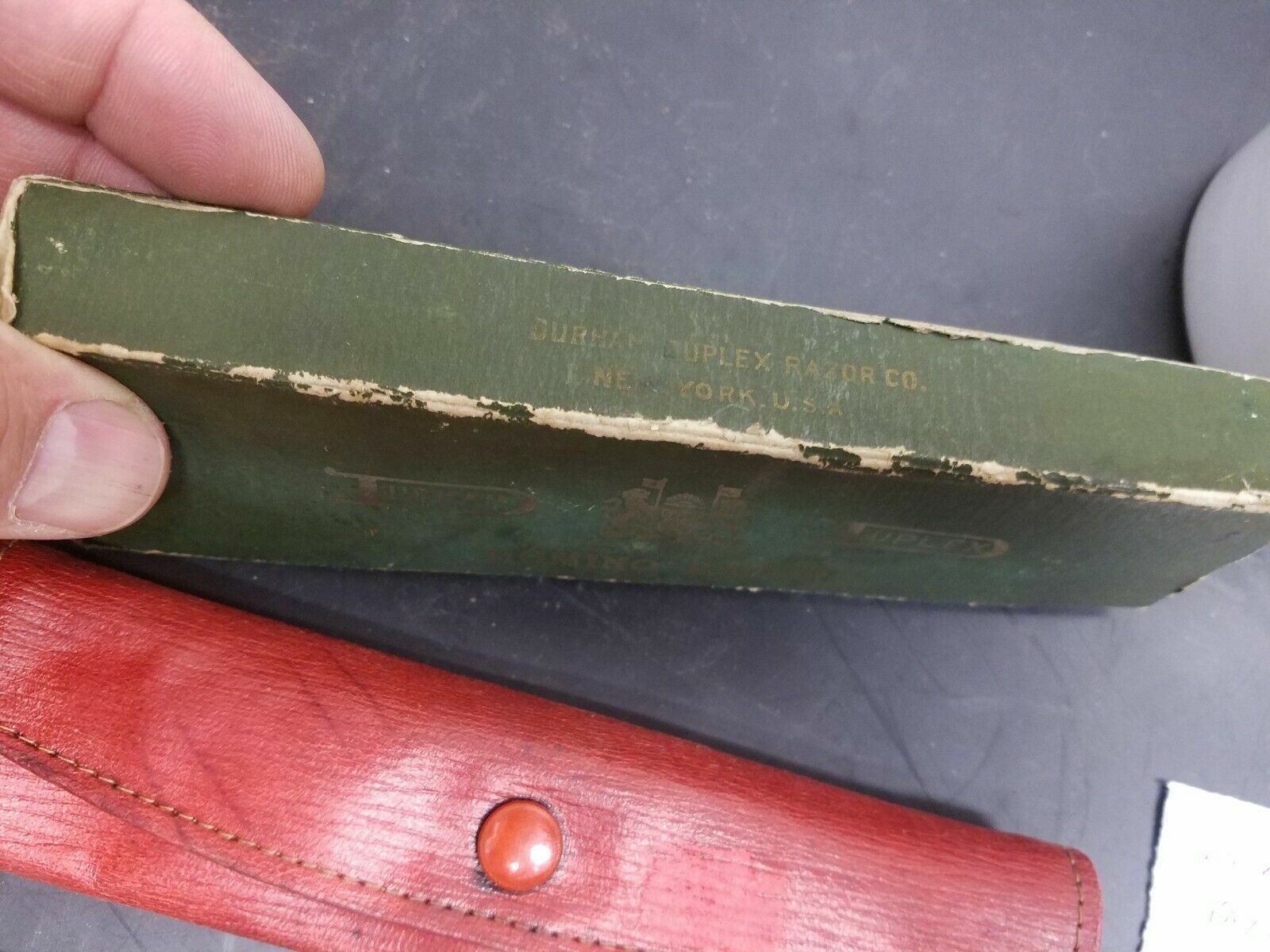 VINTAGE STRAIGHT RAZOR DURHAM DOMINO DUPLEX ORIGINAL CASE BOX ...