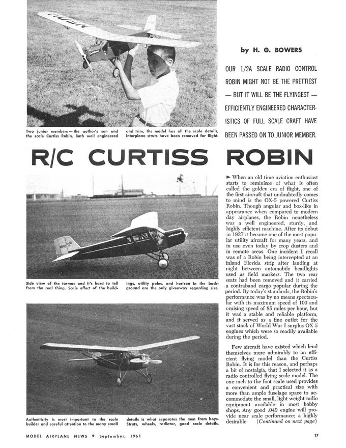 Model Airplane Plans (RC): Curtiss Robin 1/12 Scale 41" for .049 by ...