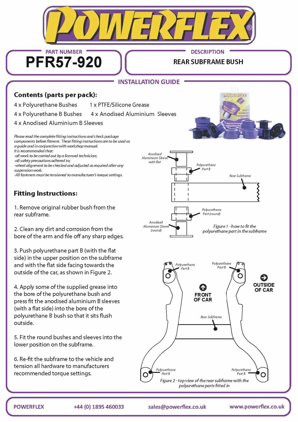 Powerflex Black Rear Subframe Bushes Fits Porsche 993 (94-98) PFR57 ...