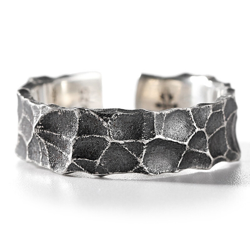 Thai Silver Retro Men's Open Ring Adjustable Men's Simple Ring Old ...