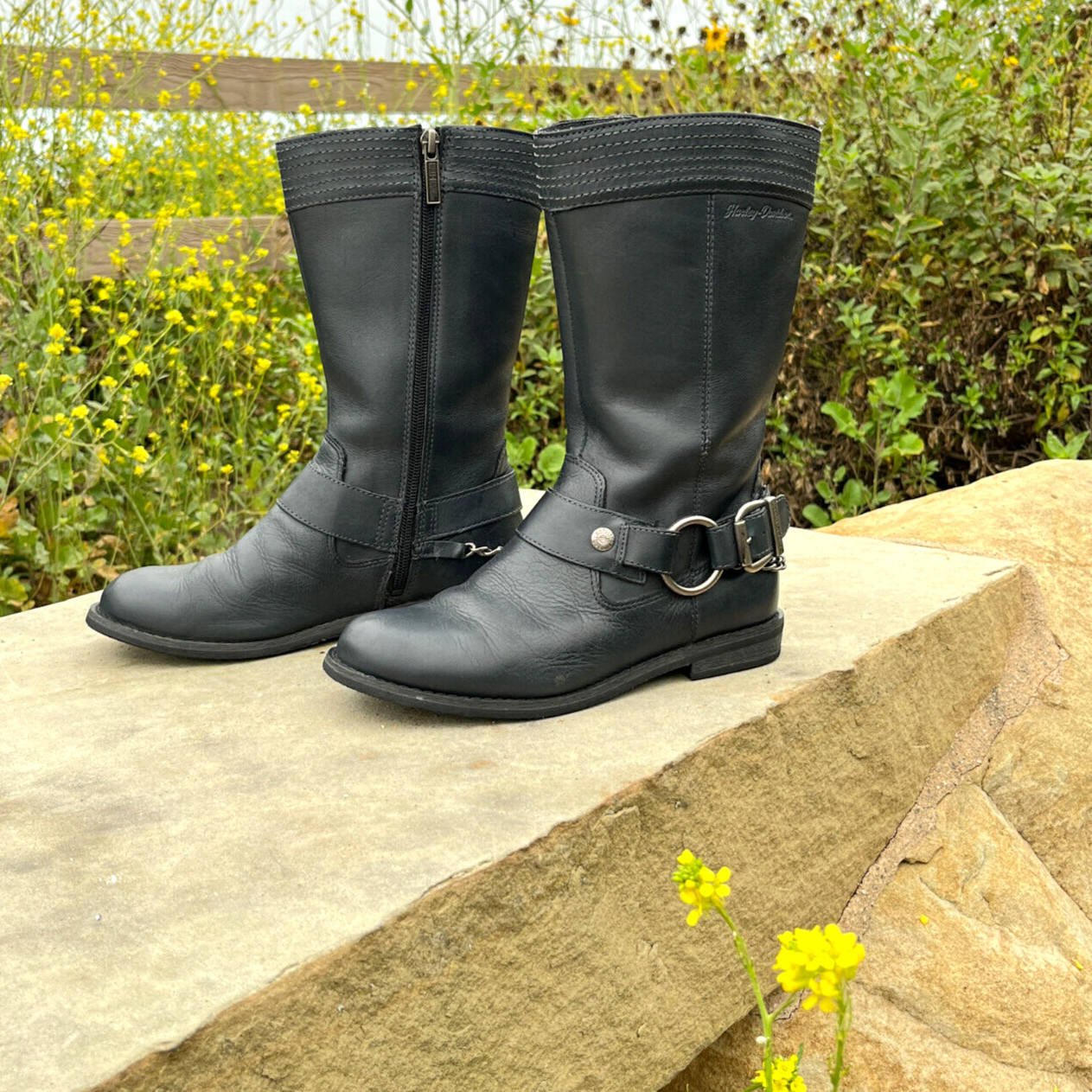Harley-Davidson Womens Harness Boots 6.5 Dark Blue Le… - Gem