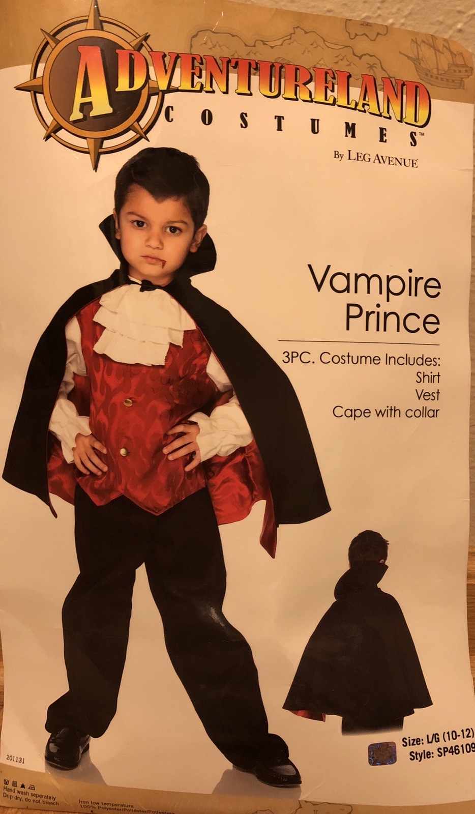 NEW Rare Adventureland Boys Large Vampire Prince Costume High Quality ...