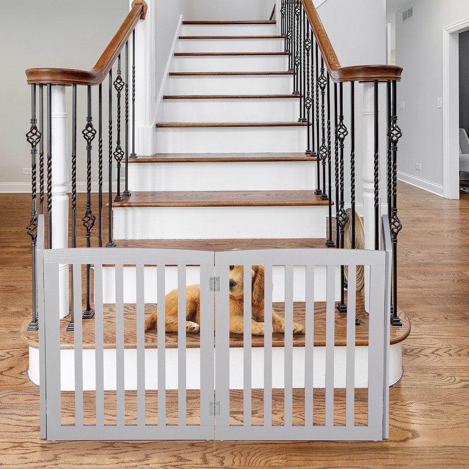 24Inch 4 Panels Folding Freestanding Wood Pet Dog Safety Gate Fence ...