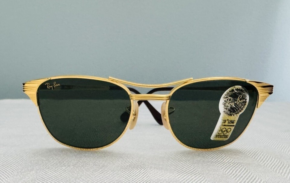RAY BAN B&L Gold Frame 52mm Green Lens SIGNET SUNGLASSES W0386 NEW OLD ...