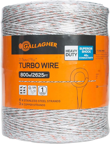 Electric Fence Turbo Wire | 9 Mixed Metal Strands for 40X More ...