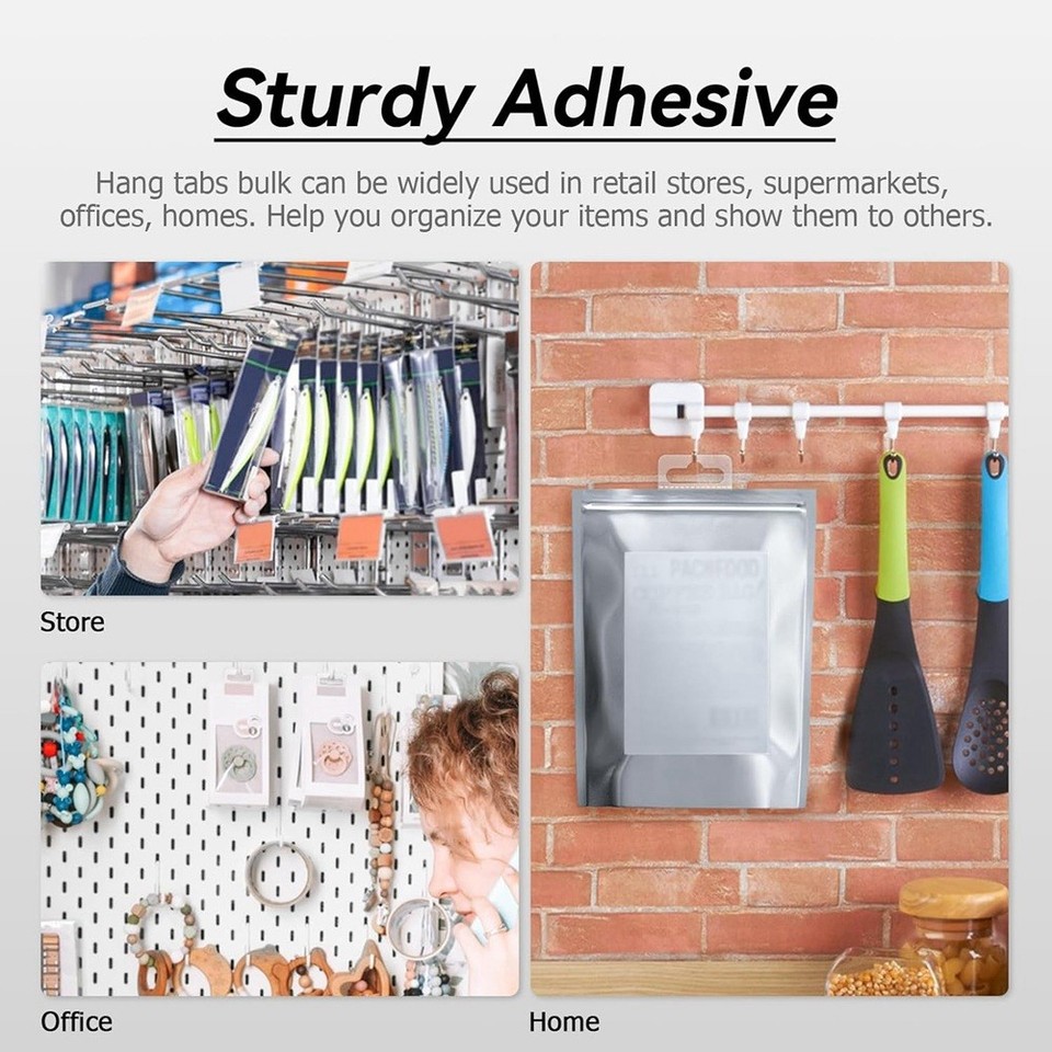 Tabs, 200 Pcs Clear Sticky Hanging Tabs Slot Hole Self Adhesive Plastic ...