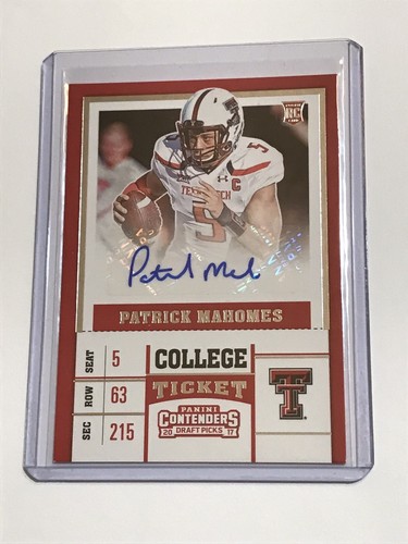 2017 Panini Contenders Draft Patrick Mahomes Auto RC Autograph Rookie ...