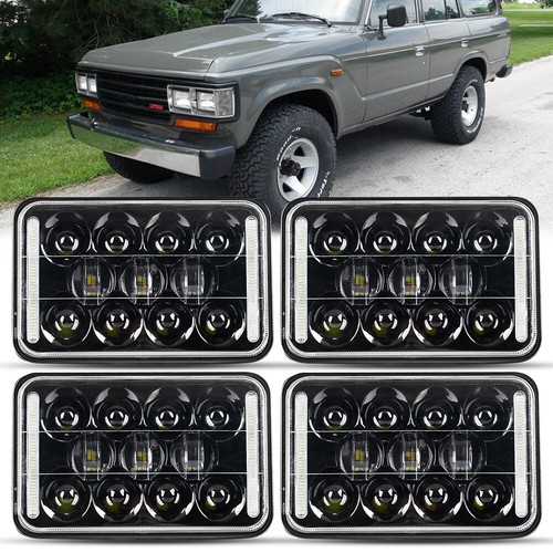 4Pcs 4x6'' LED Headlight HI/LO/DRL for FJ80 FZJ80 HZJ80 Landcruiser 62 ...