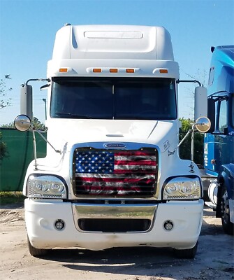 GrilleAdz Freightliner Century 2004+ Premium Mesh Smoky USA Flag Bug ...