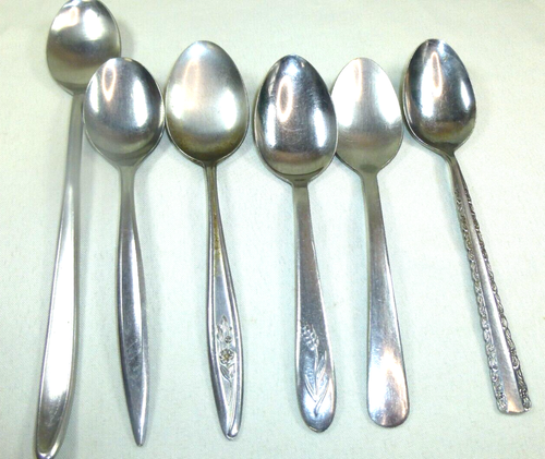 Mixed Lot 6 vintage Stainless flatware spoons Japan SCC Linmark CI Rose ...