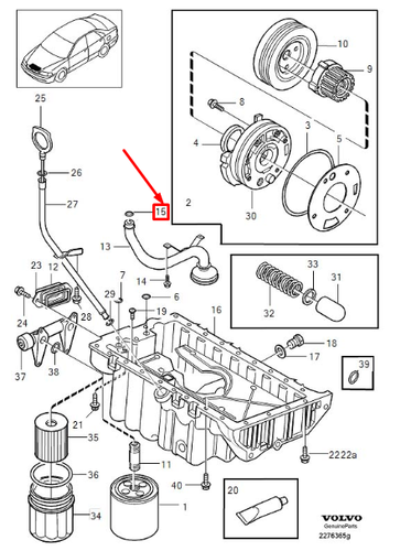 VOLVO XC90 MK1 O-Ring für Ansaugrohr der Ölpumpe 30637867 NEU ORIGINAL ...