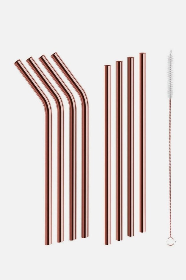 Red Copper S.S 8pc Straw Sets Reusable *NEW** | eBay