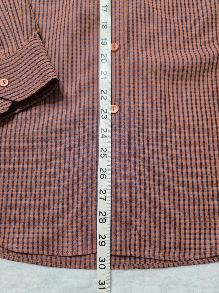 Bugatchi UOMO Shirt Mens Medium Red Plaid Long Sleeve Button Down Great ...