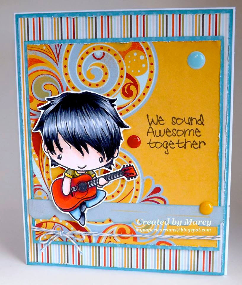 GUITAR IAN-The Greeting Farm Cling Mount Rubber Stamp-Stamping Craft ...