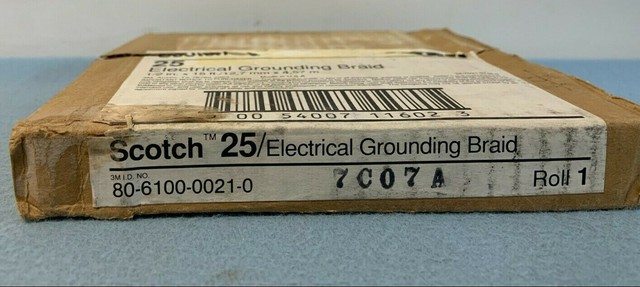 3M SCOTCH 25 Electrical Grounding Braid 1/2inch x 15FT 80-6100-0021-0 ...