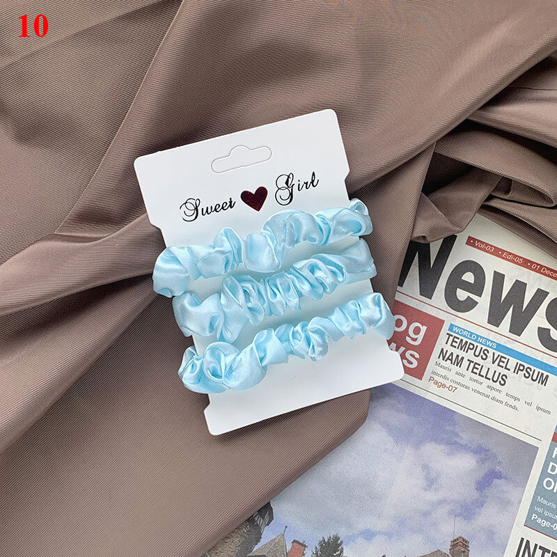 3Pcs/Set Silk Satin Small Scrunchies Ponytail Hair Ties Hair Rope ...