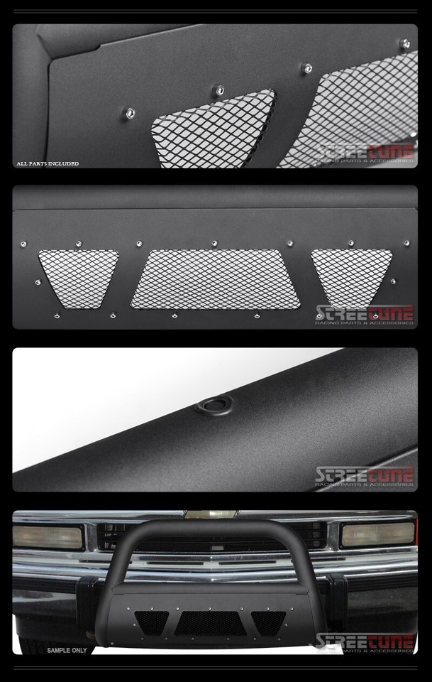 For 88-00 GMC C10 C/K Sierra Matte Black Studded Mesh Bull Bar Push ...