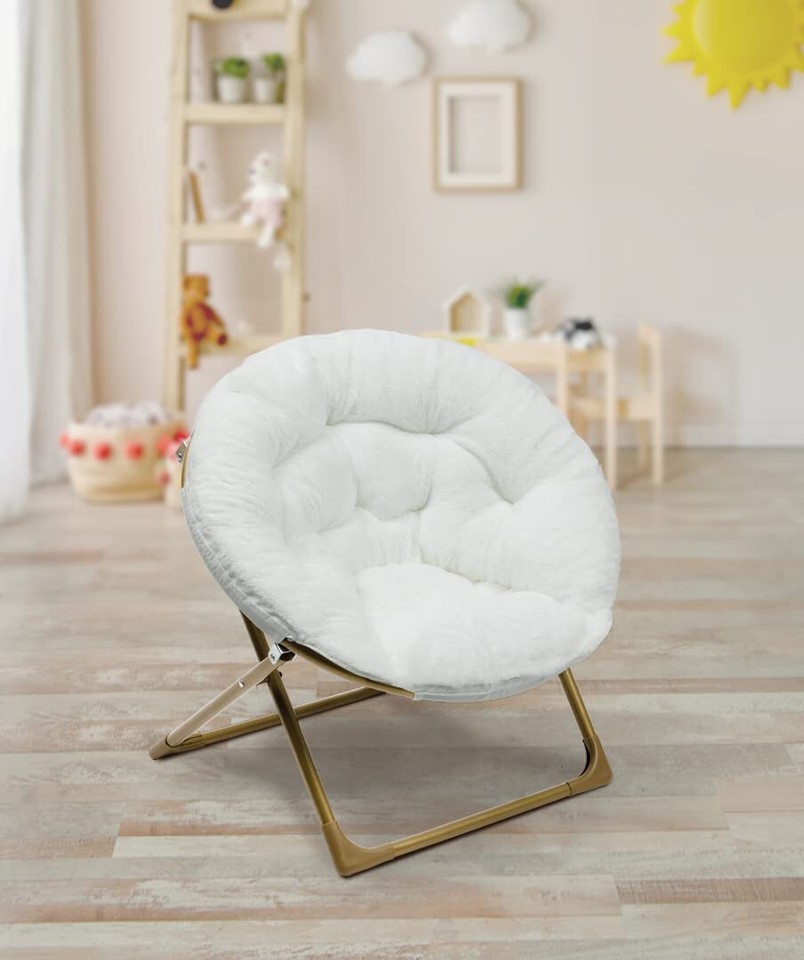 Milliard Mini Cozy Chair for Kids, Sensory Faux Fur Folding Saucer ...