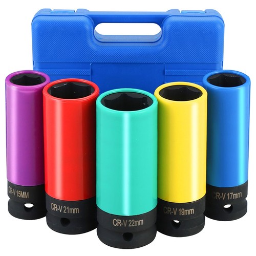 5Pcs 1/2in Drive Impact Lug Nut Socket Set Non Marring Thin Wall Wheel ...