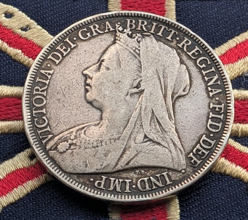 1897 Solid Silver Antique Queen Victoria Crown Coin Juventus Vintage ...