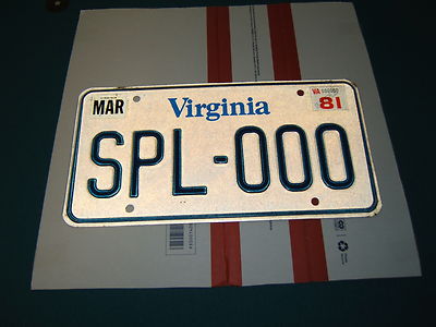 RARE VINTAGE VIRGINiA 1981 LICENSE PLATE SAMPLE~SELDOM SEEN ~ ORIGINAL ...