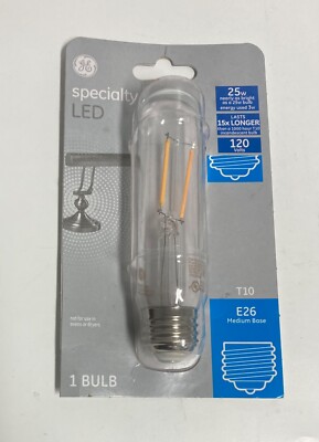 93129002 GE SPECIALTY LED BULB 25W T10 E26 MEDIUM BASE 120 VOLTS PK ...