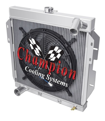 3 Row Cold Champion Radiator W/ 16" Fan for 1955 1956 1957 Ford ...