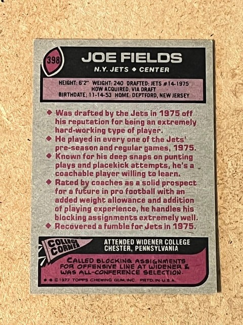 1977 Topps - #398 Joe Fields (RC) for sale online | eBay