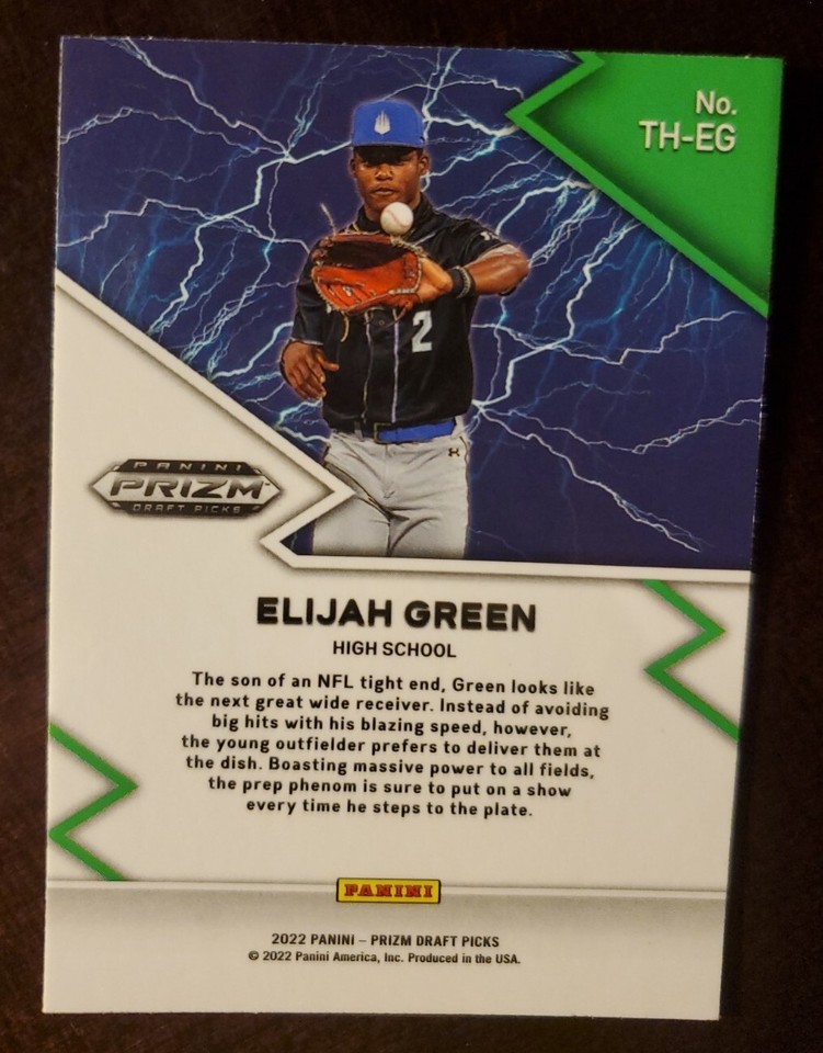 2022 Prizm Draft Picks Baseball Elijah Green Thunderstruck Insert TH-EG ...